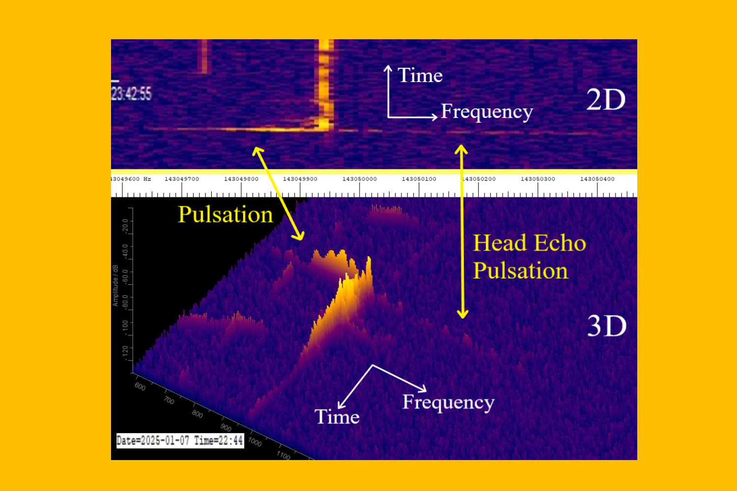 2D and 3D spectrograms of meteor head echoes that possibly show meteoroid fragmentation | eMetN ...